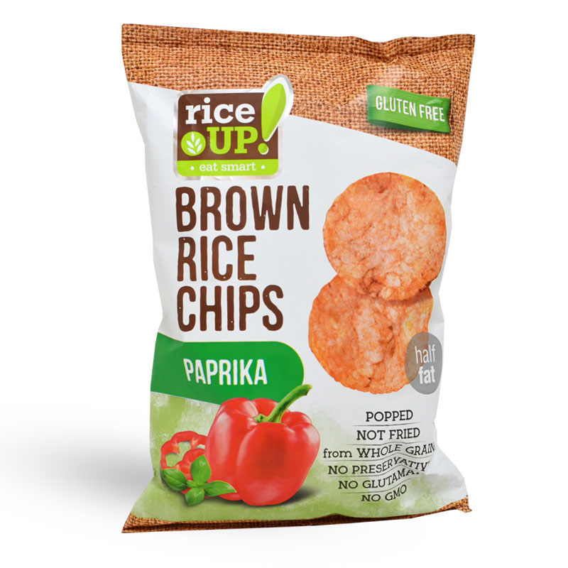 Rice Up barna rizs chips paprikás I 50%-kal kevesebb zsírt tartalmaz